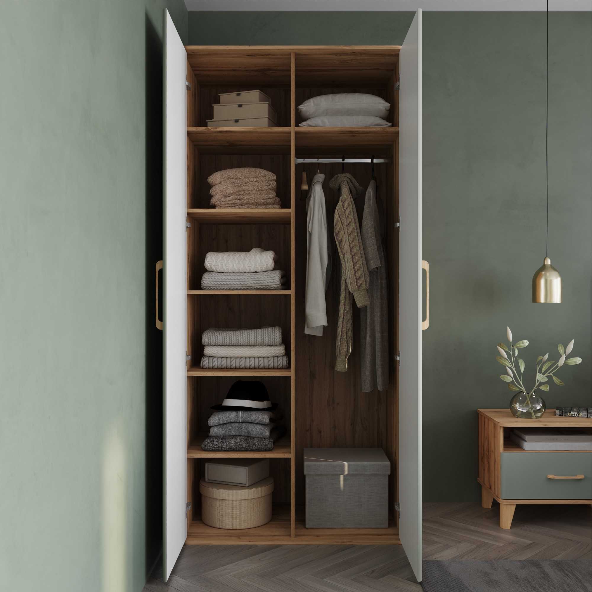 Шкаф Кассия Дуб вотан / эвкалипт купить в Москве — цена от производителя 35 900 ₽ в магазине ...