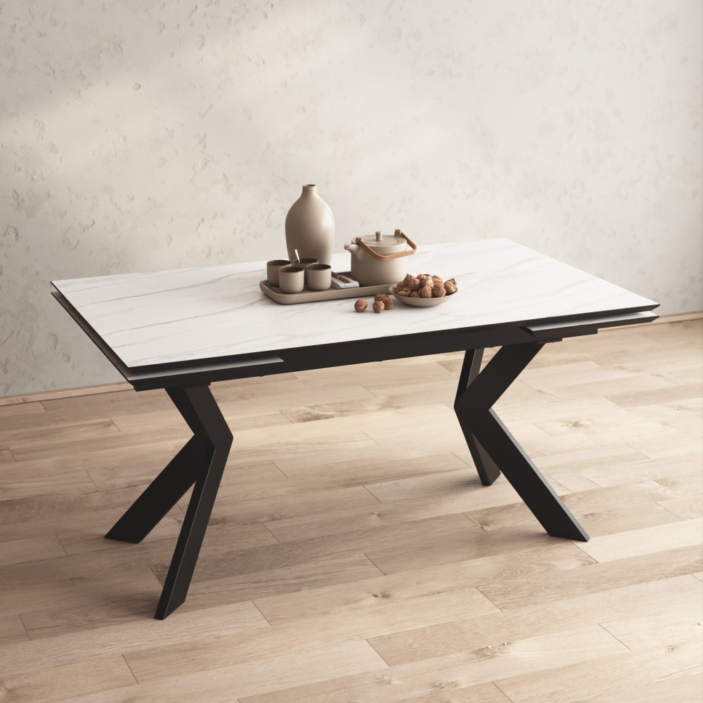 Стол обеденный раздвижной Колорадо Черный / Мрамор светлый купить в ...