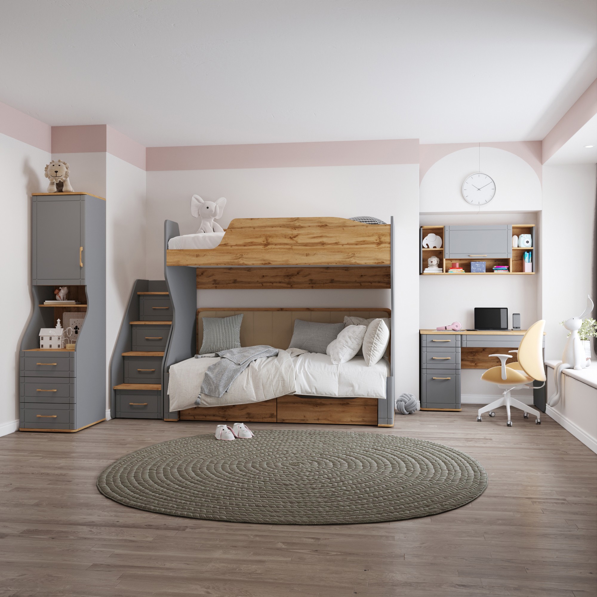 Тумба-лестница Кассия Серый / Дуб вотан купить в Красноярске — цена от ...