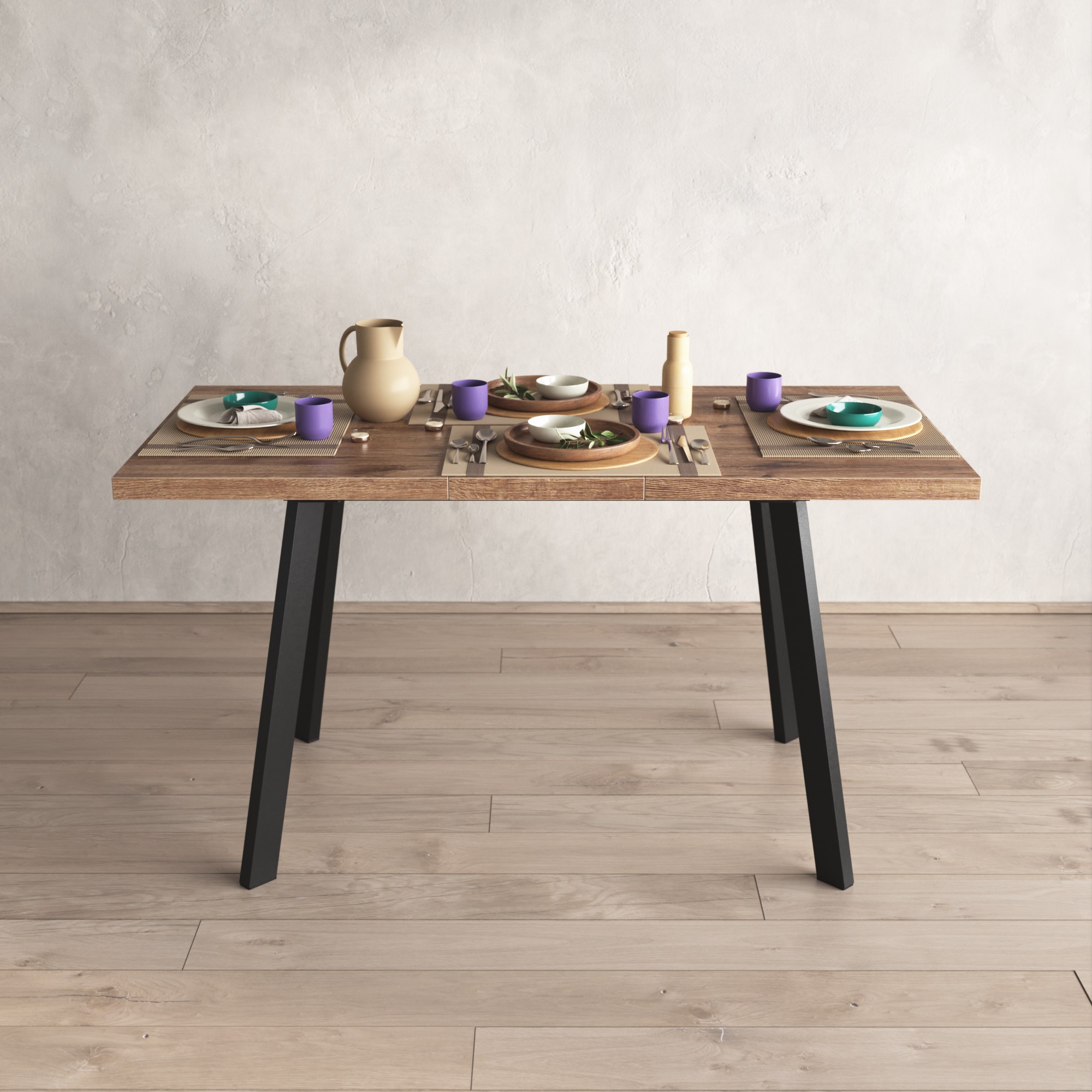 Стол обеденный раздвижной ROM-110 Черный / Дуб винтажный купить в Москве — цена от производителя ...