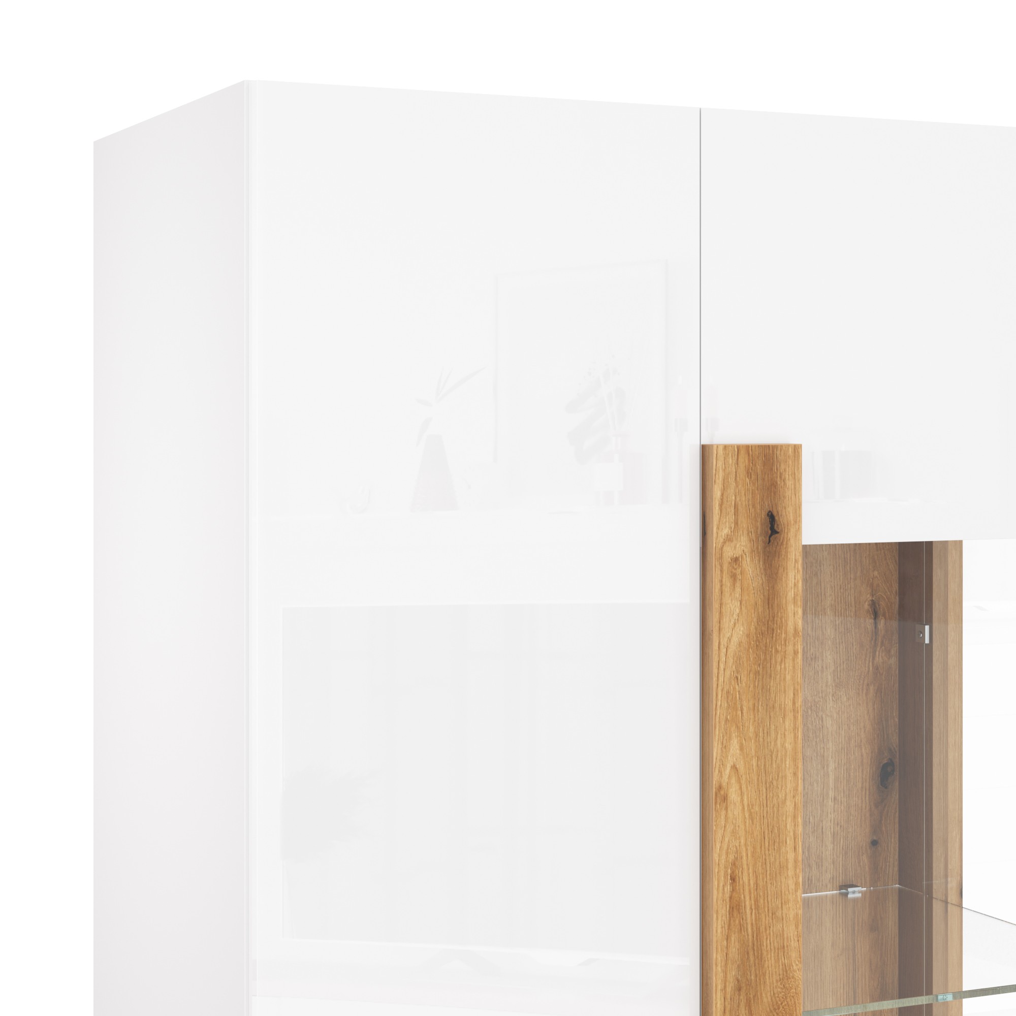 Шкаф-витрина Вива Элеганте Белый глянец / дуб эвок купить в Москве ...