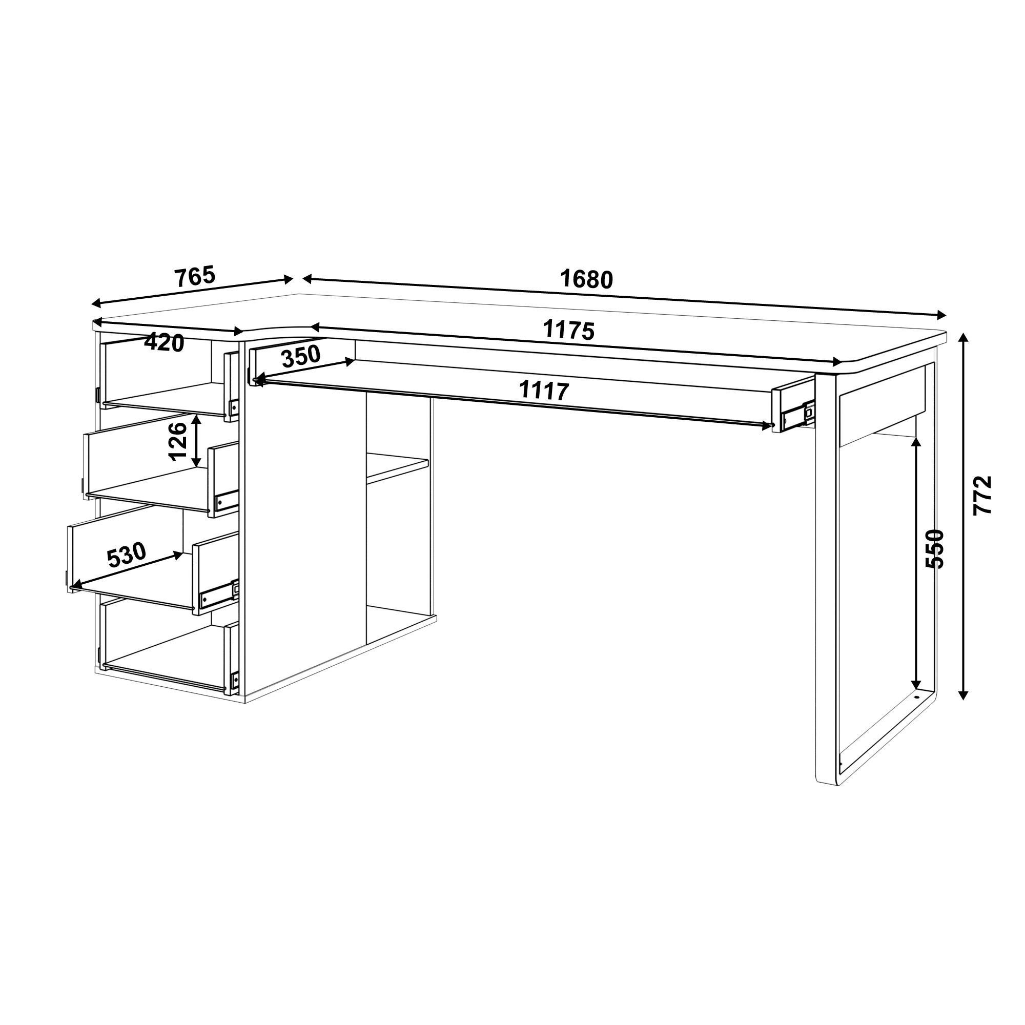 Письменный стол левый Кассия Белый / Дуб вотан / Белый купить в Москве ...