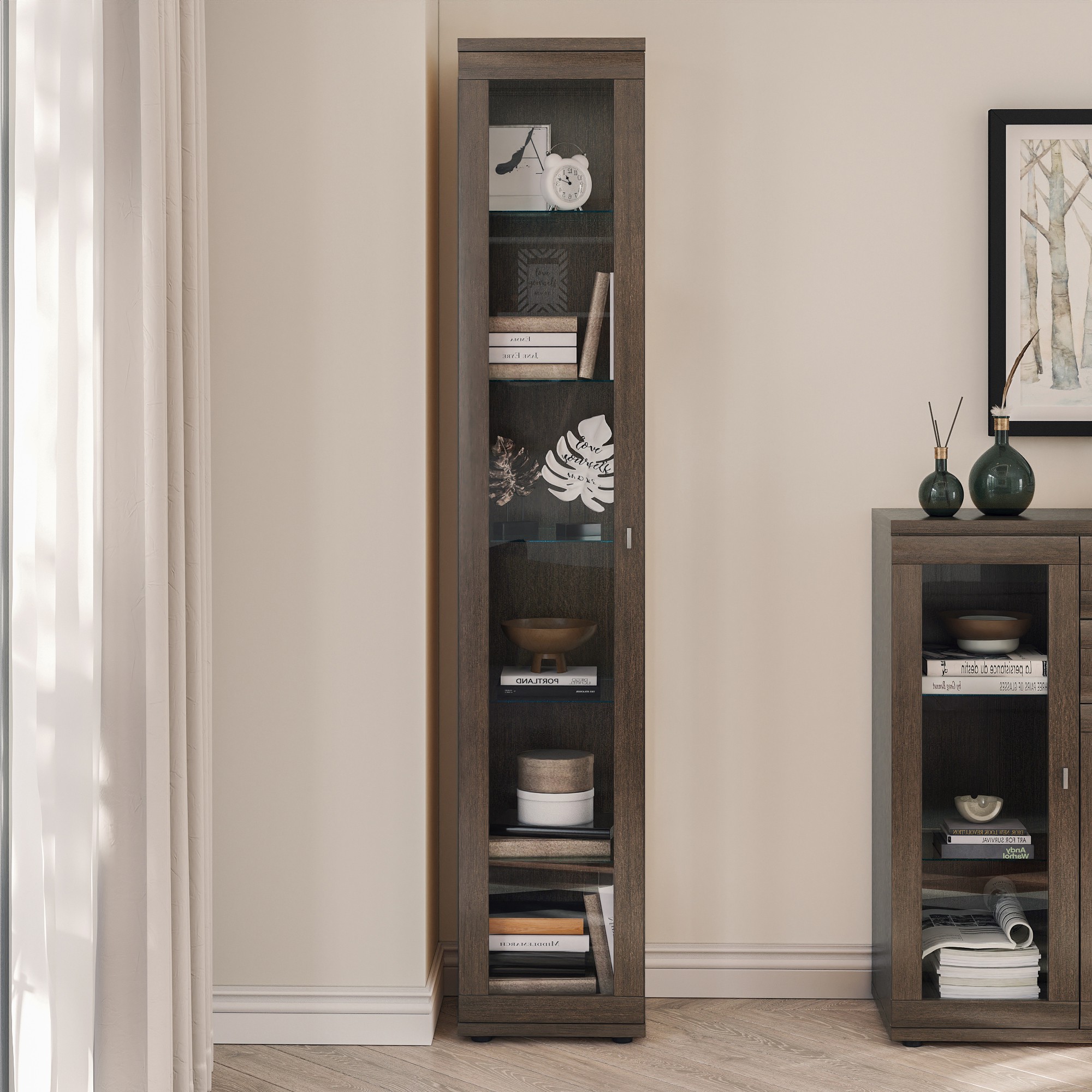 Шкаф-витрина правый Орнета без подсветки Кедр шоколад купить в Москве ...