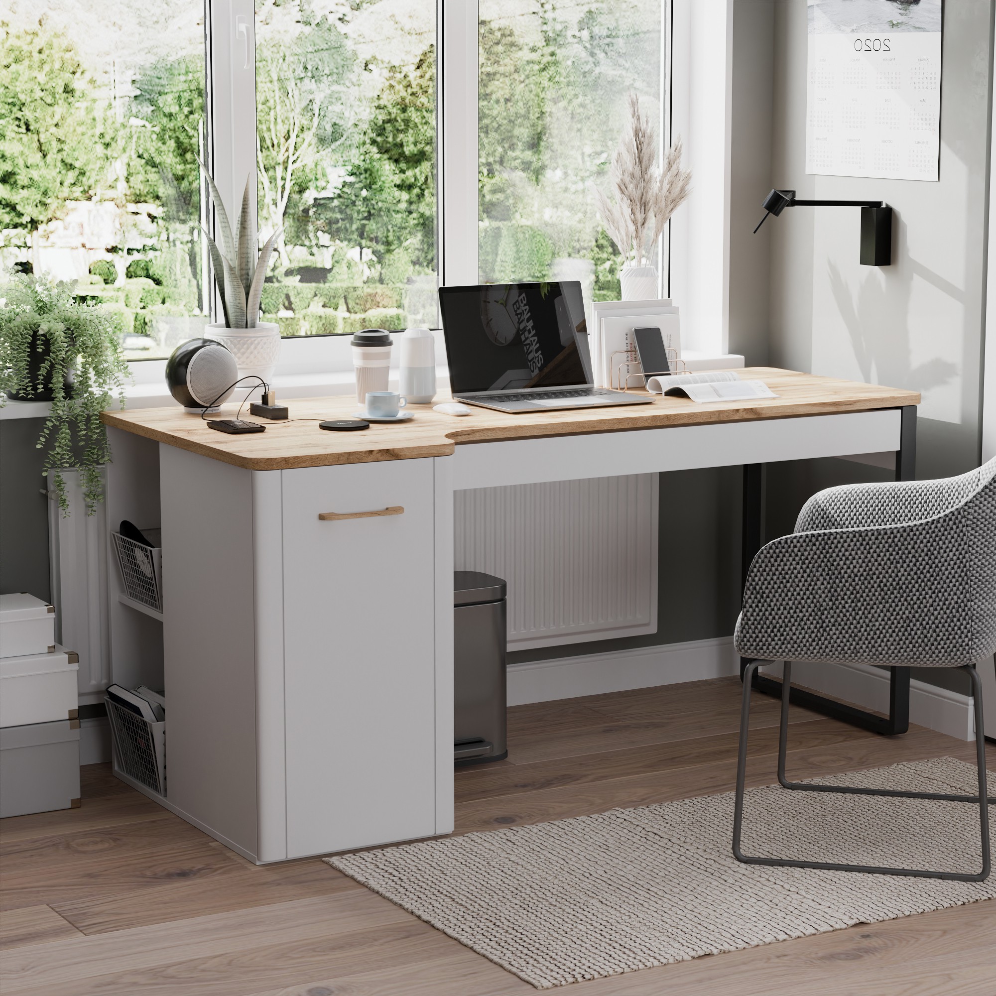 Письменный стол Кассия Белый матовый / Дуб вотан купить в Москве - цена ...