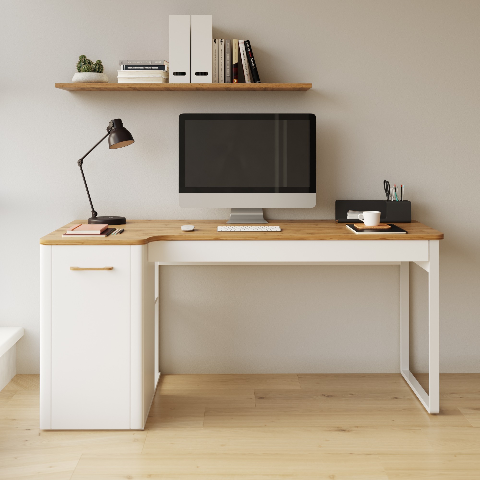 Письменный стол Кассия Белый матовый / Дуб вотан купить в Москве - цена ...