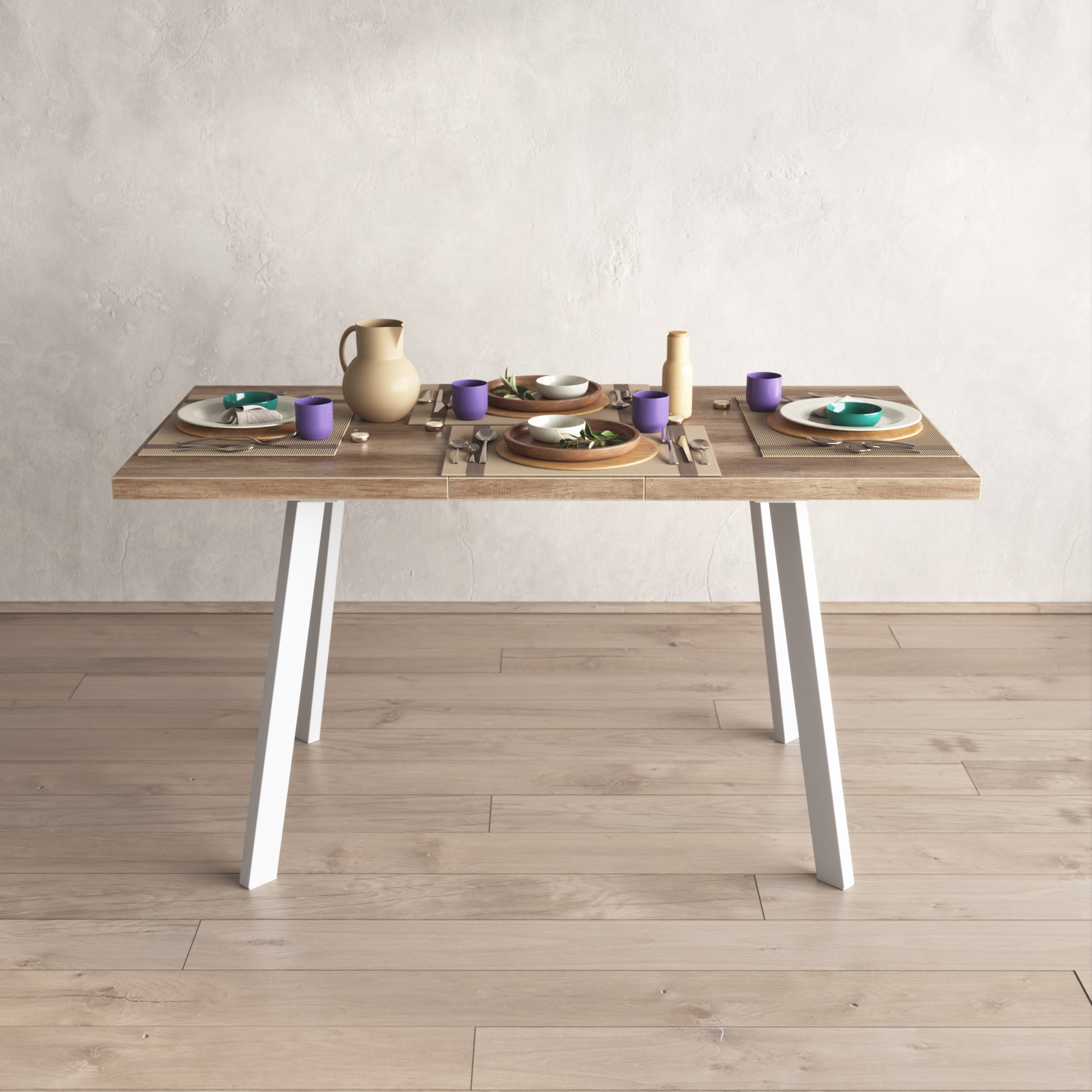 Стол обеденный раздвижной ROM-110 Белый / Дуб каньон купить в Москве — цена от производителя 29 ...