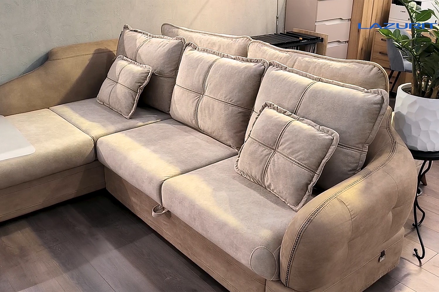 Диван угловой левый Неаполь в стиле минимализм, современный, с механизмом дельфин — купить в ...