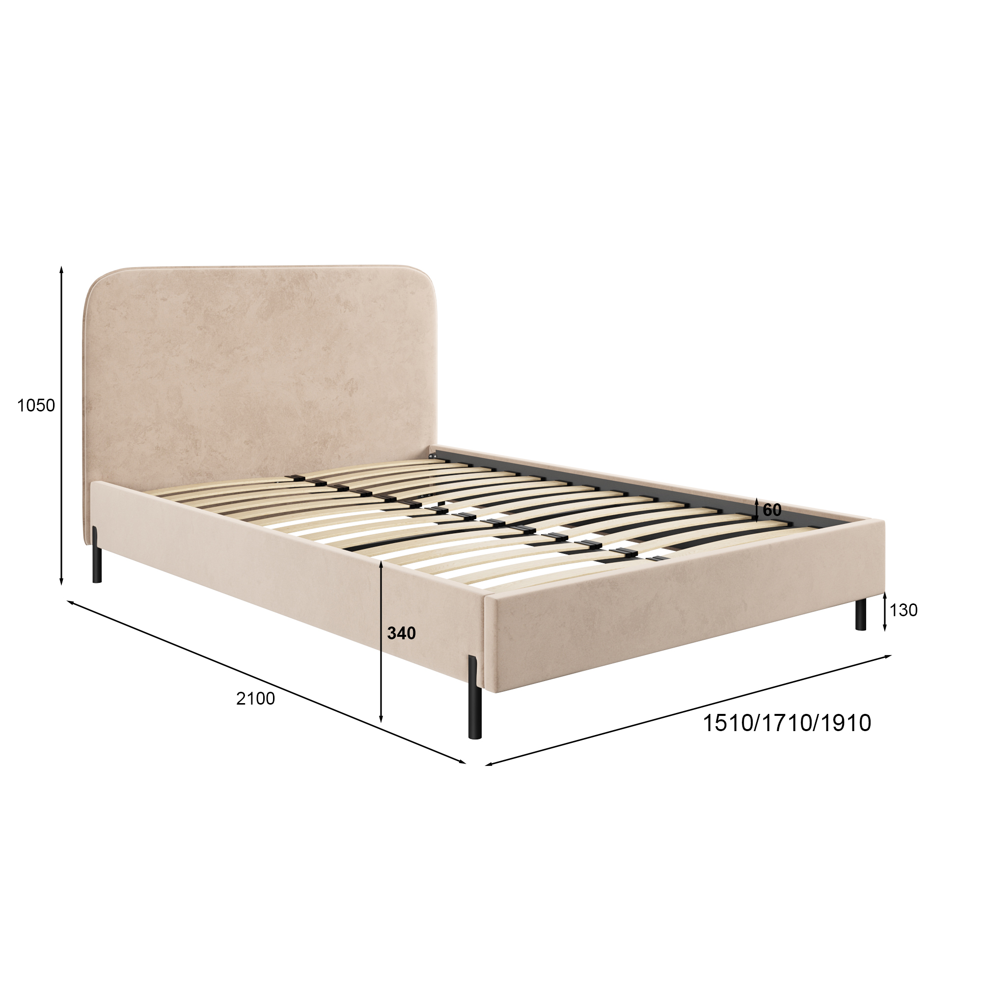 Кровать Эвелин 140x200 Velutto 06 140 купить в Южно-Сахалинске в магазине Lazurit, 8634.т0.вл06у ...