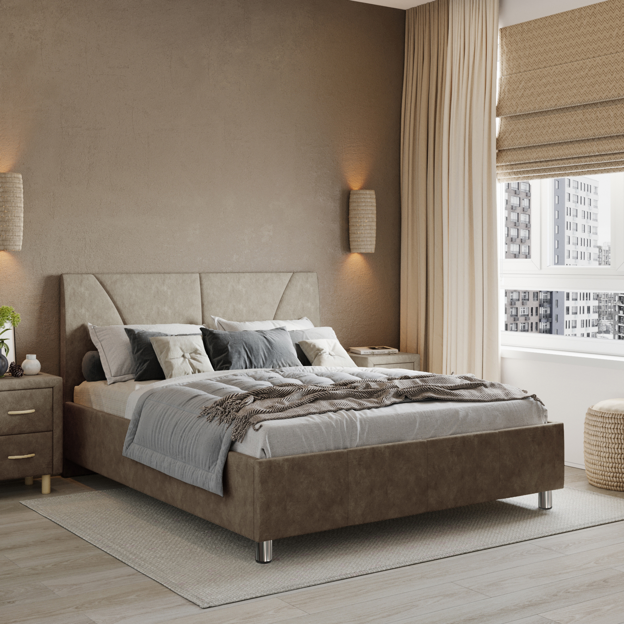 Кровать с подъемным механизмом Каролина 140 + матрас Барон купить в Новосибирске в магазине ...