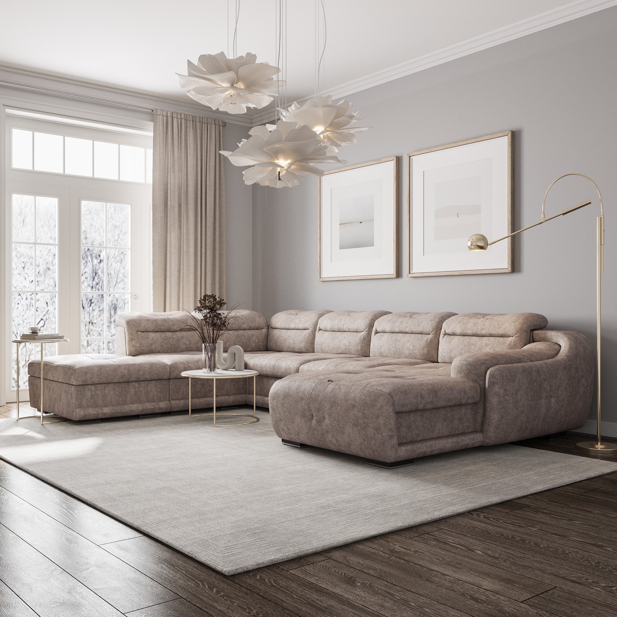 Диван модульный П-образный Пекин левый в стиле современный, с механизмом — купить в Калининграде ...