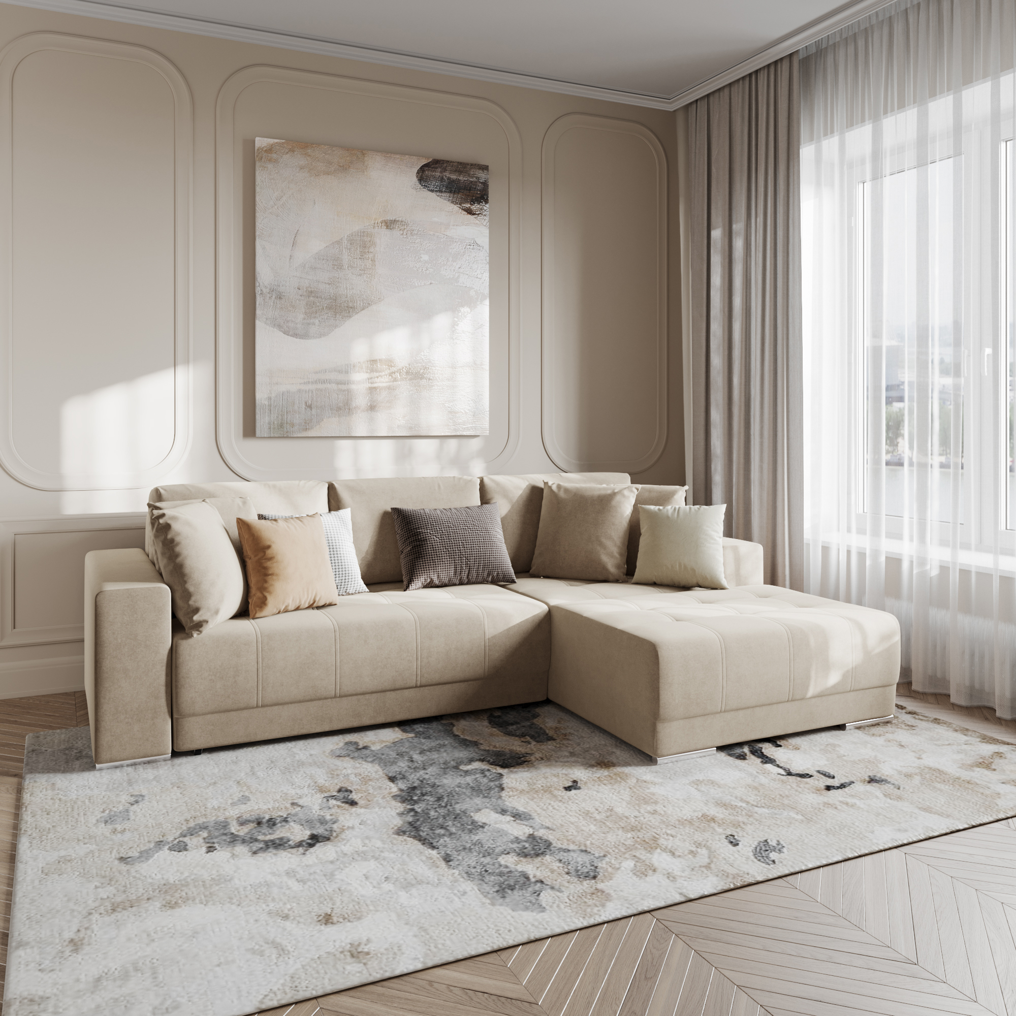 Диван угловой Брис правый в стиле современный, с механизмом еврокнижка — купить в Москве в ...